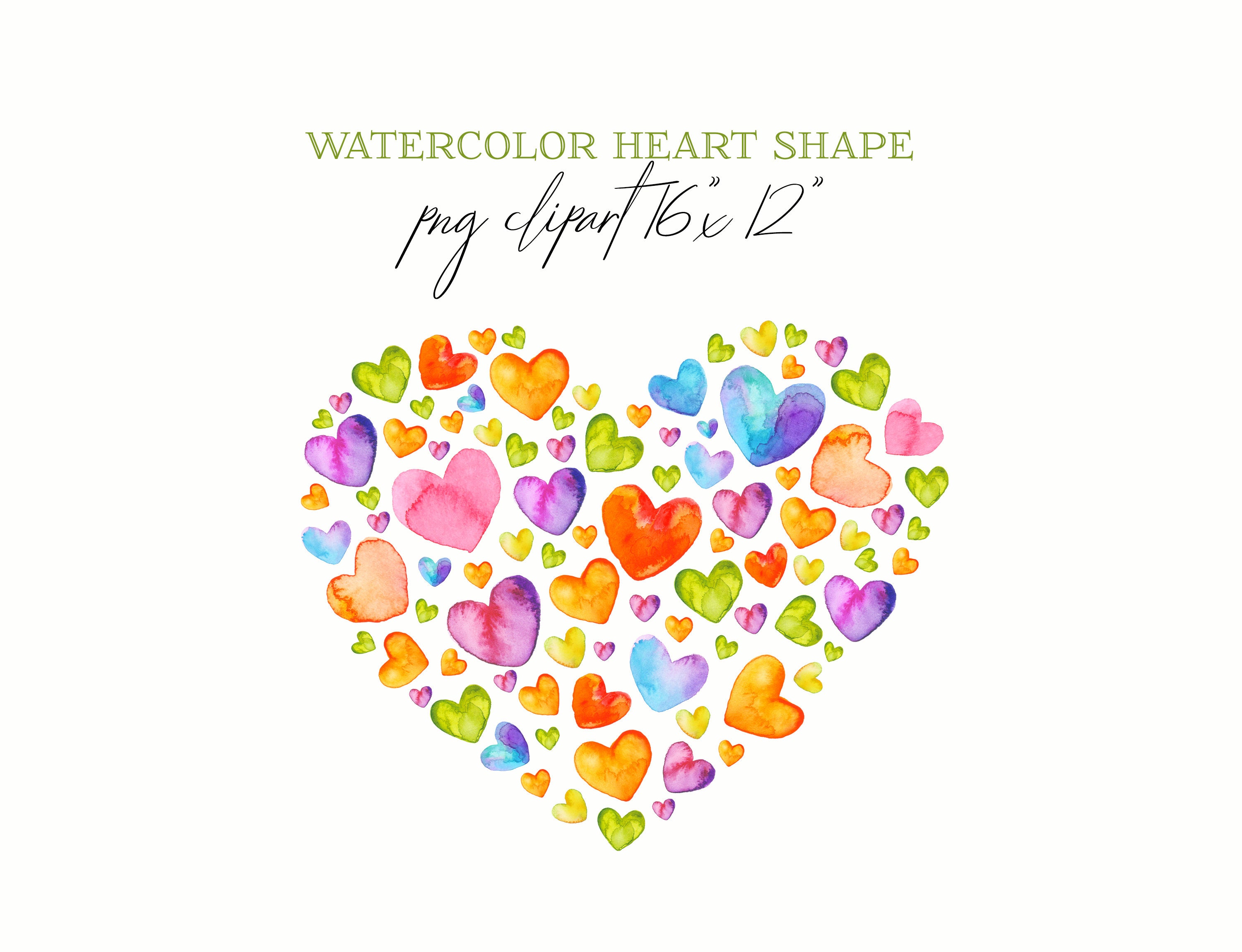 Hearts Watercolor Clipart, Hand Painted Heart Watercolor Shape, Colored ...