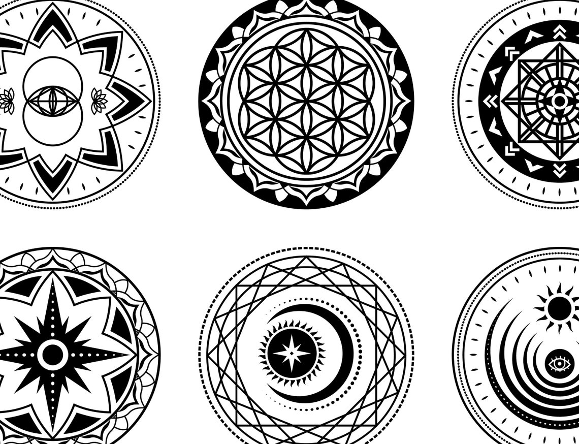 Set of Sacred Mystical Symbols. PNG Golden Black and White - Etsy UK