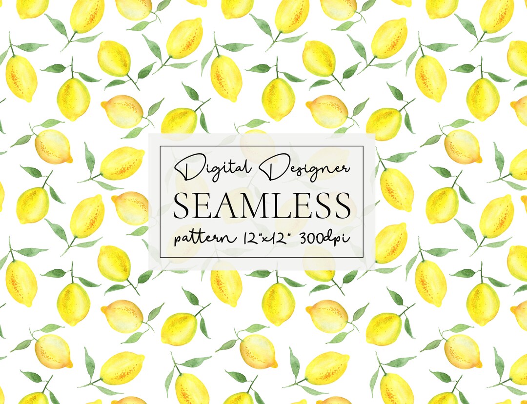 Seamless Watercolor Lemons Pattern, Digital Paper, Instant Download, 12 ...