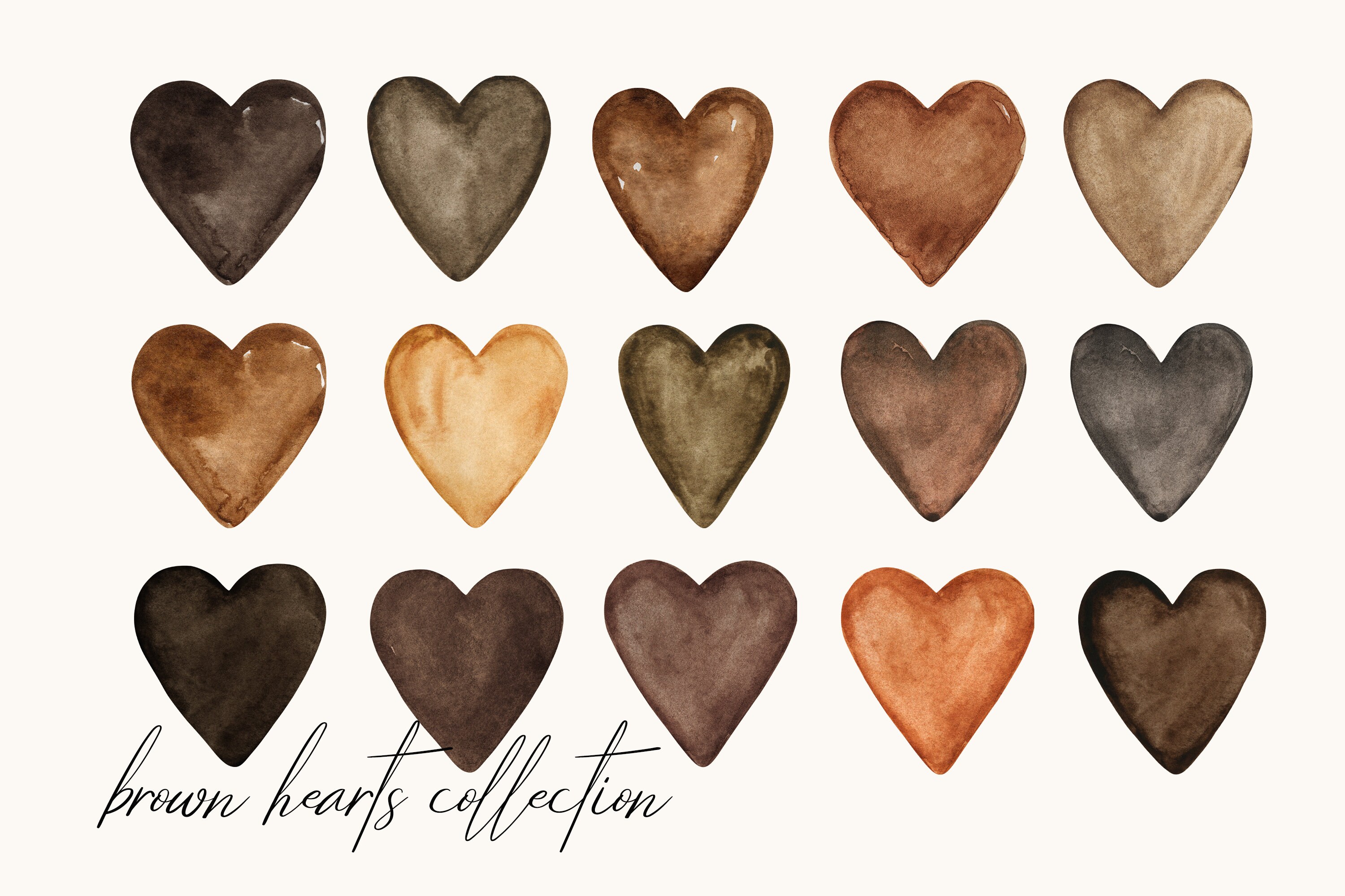 Watercolor Brown Heart Shape Png Clipart Instant Download - Etsy