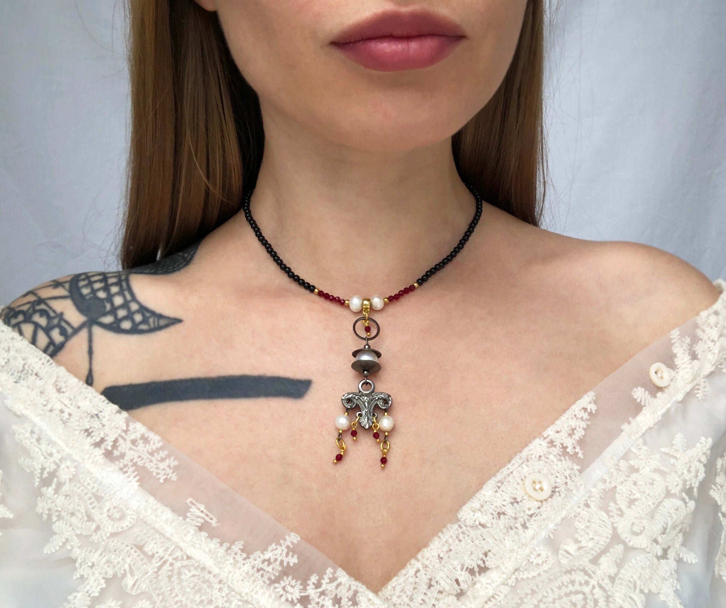 Goth quirky necklace alt aesthetic jewelry exquisite | Etsy