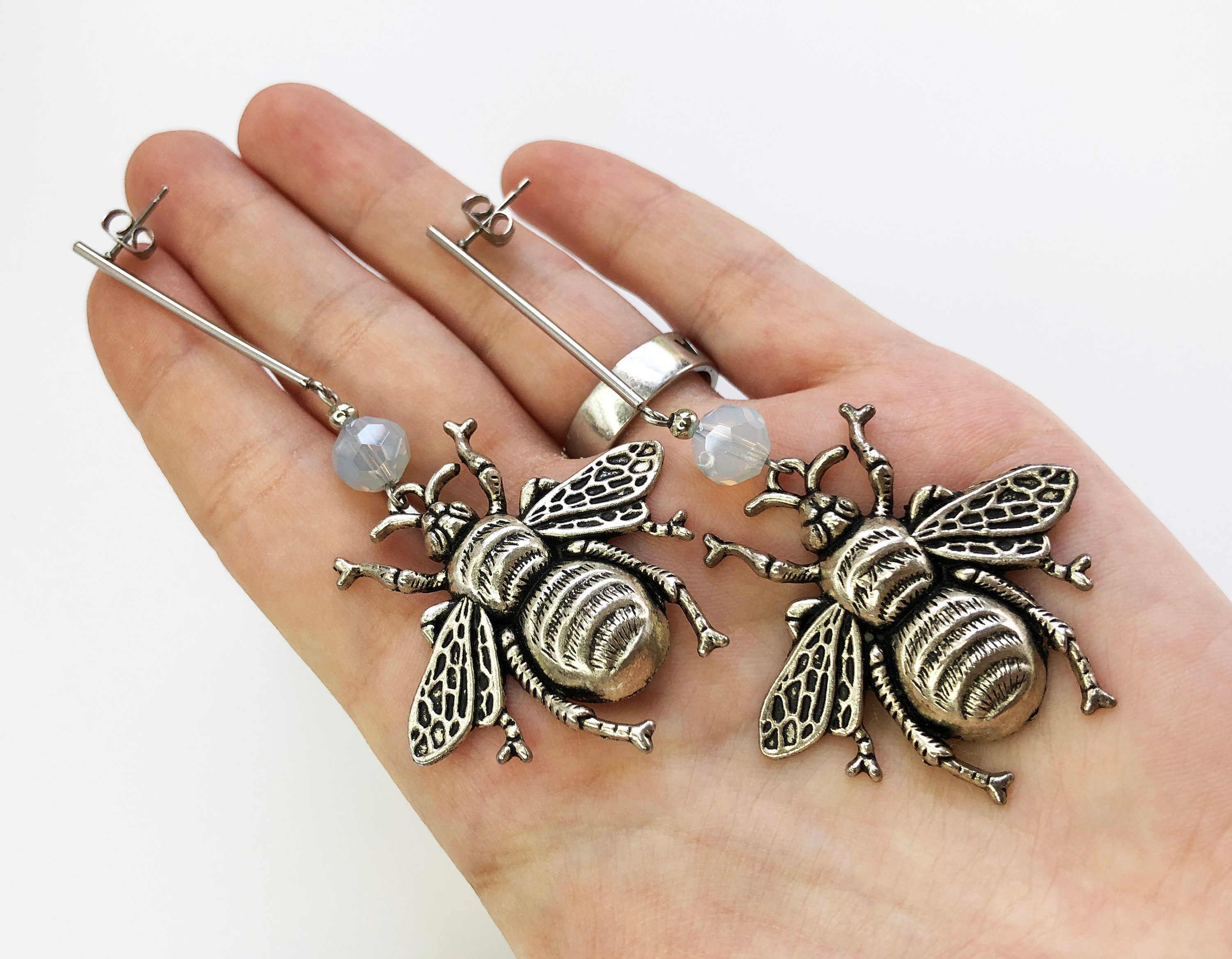 Large unusual earrings for women oversized fly earrings | Etsy