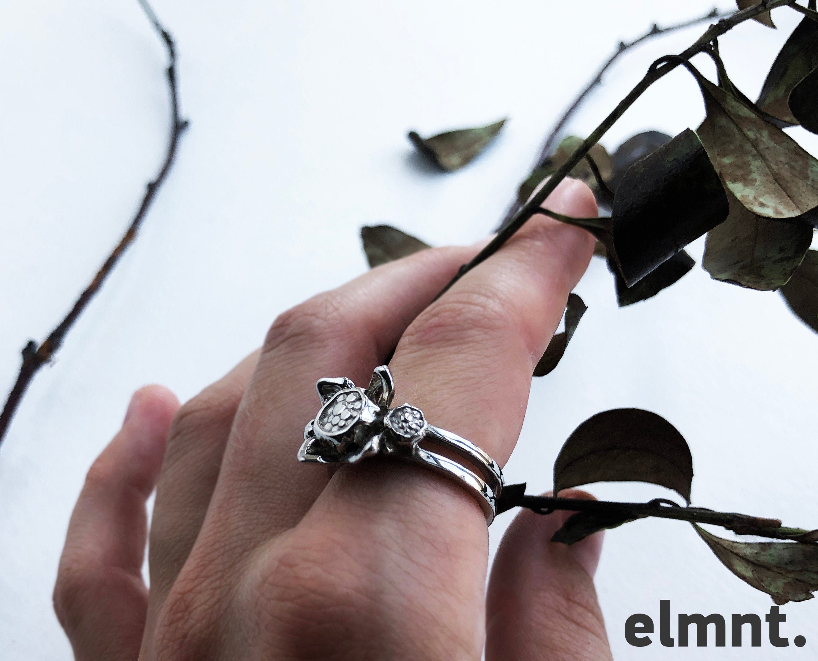 Right hand ring for woman unique unusual floral ring silver | Etsy