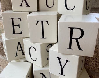 Handmade Wood Block Bundle Set White Letter Blocks | Etsy