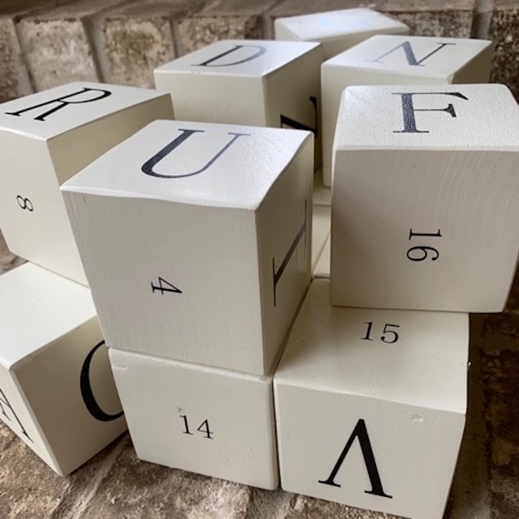 Handmade Wood Block Bundle Set White Letter Blocks Alphabet Blocks ...
