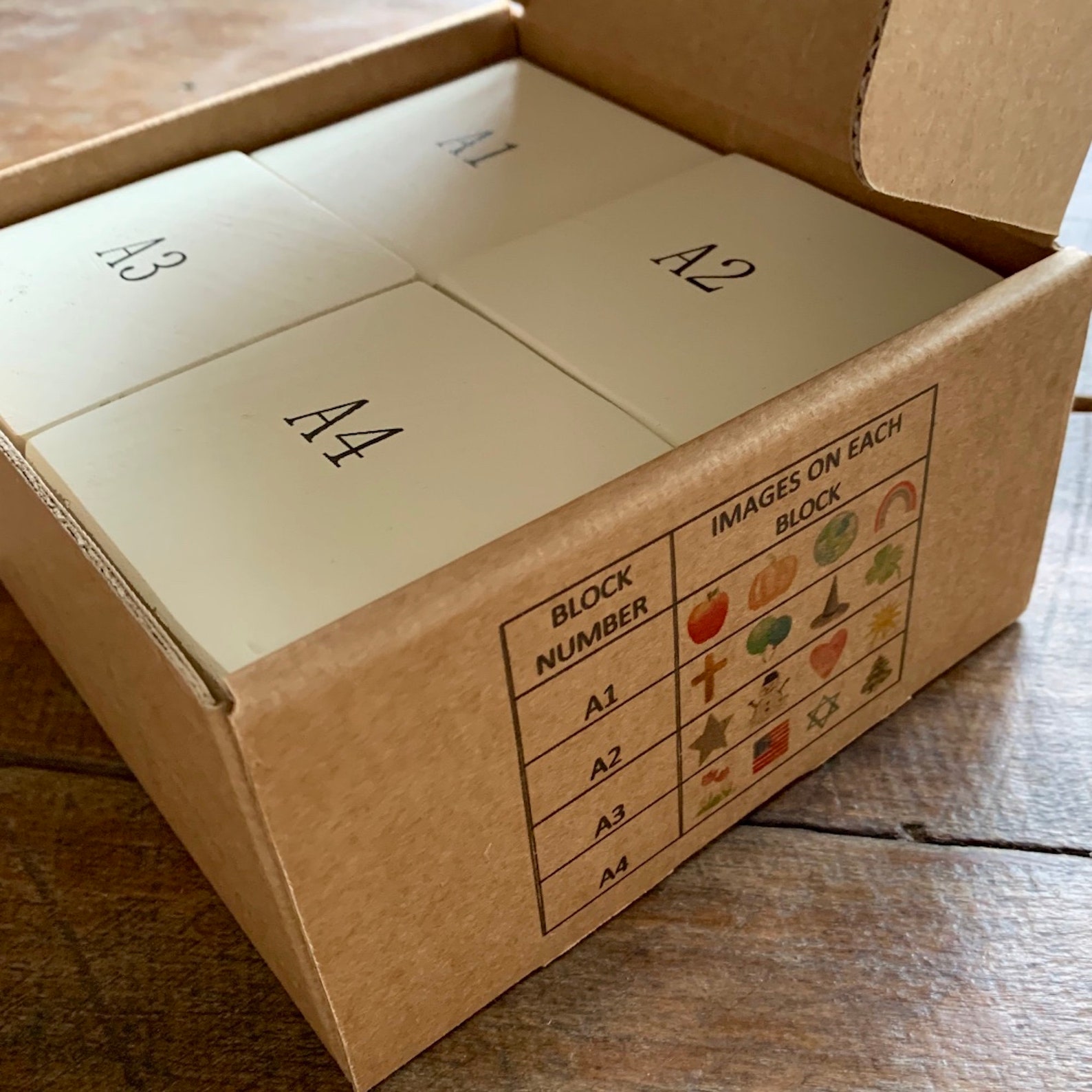 Handmade Wood Block Bundle Set White Letter Blocks Alphabet Blocks ...