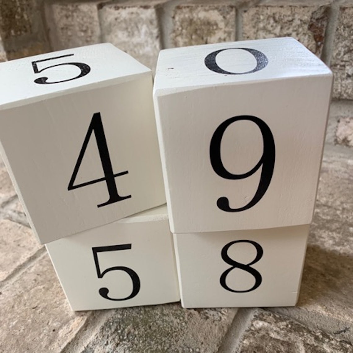 Handcrafted White Wood Number Blocks – Set of 4 | Rustic Number Décor ...