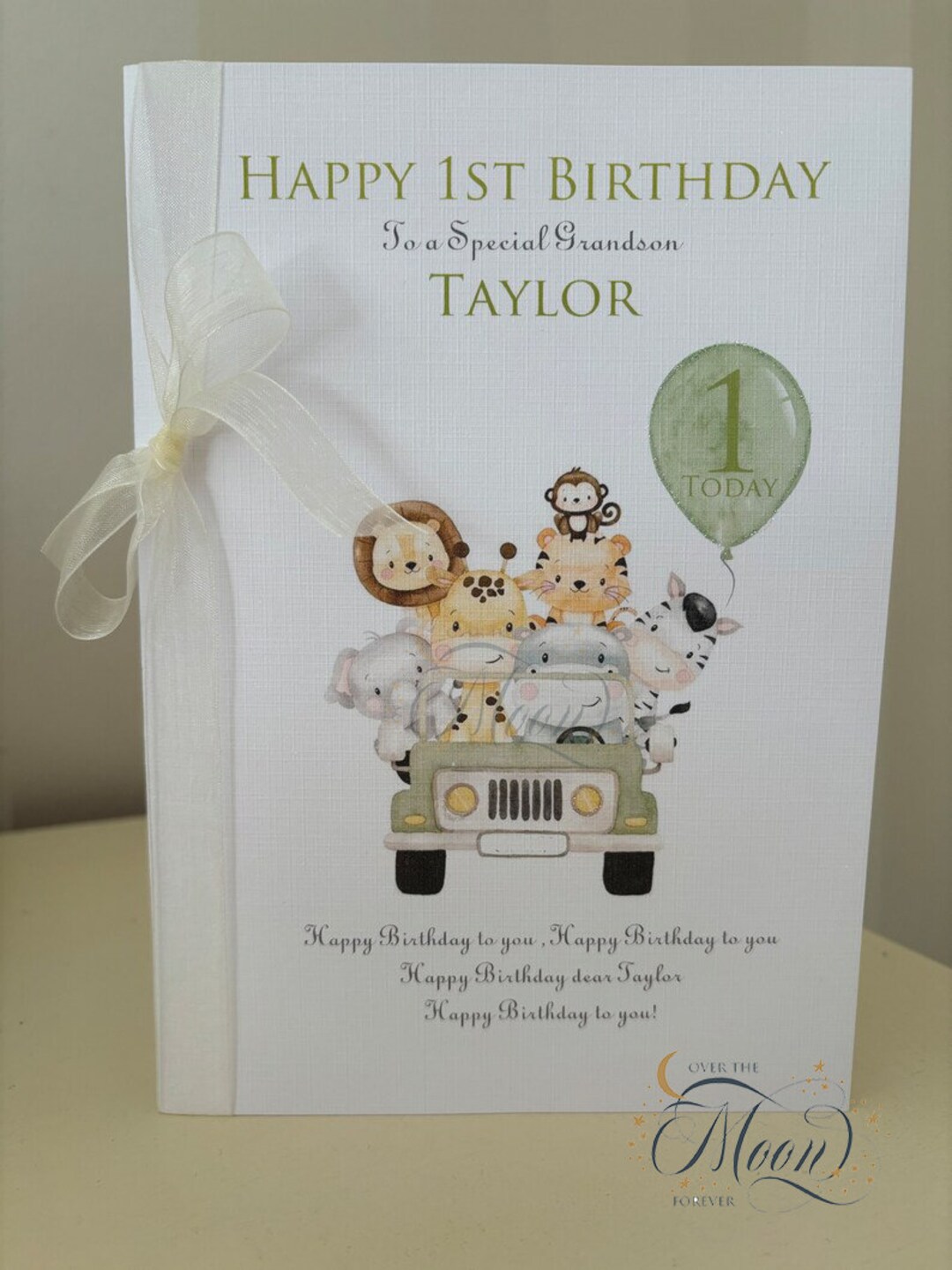 Large Personalised 1st Green Jungle Themed 1st Birthday Card Size A5 ...