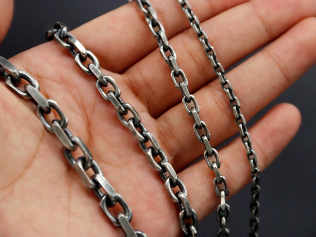 Câble en argent sterling 925, collier chaîne d'ancre, chaînes en argent ...