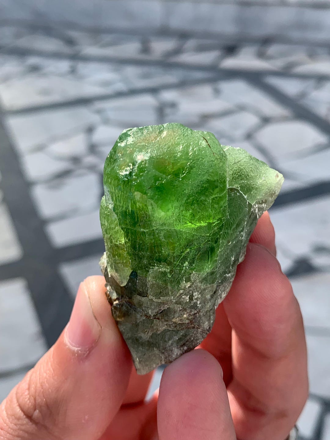 Gemmy Green Peridot Terminated Crystal With Magnetite Rare Combine ...