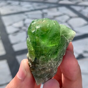 Gemmy Green Peridot Terminated Crystal With Magnetite Rare Combine ...