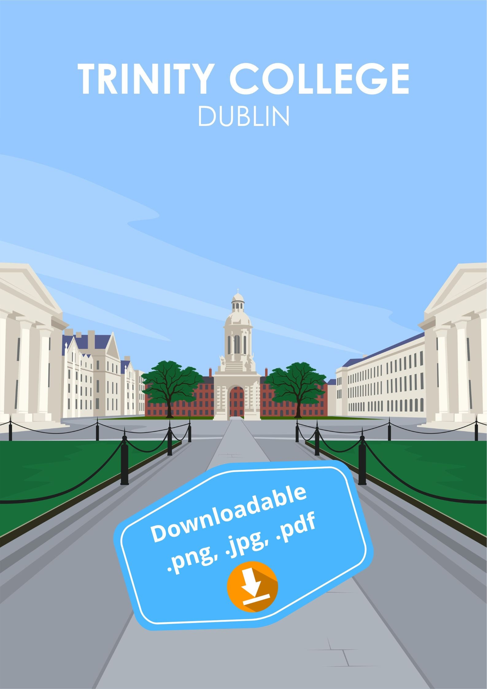 Trinity College Dublin Minimal Wall Art Print || Downloadable Digital ...