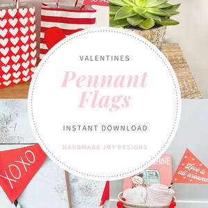 Valentines Pennant Flags Printable: Set of 5 Designs (digital Download ...