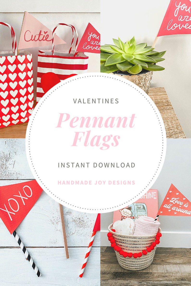 Valentines Pennant Flags Printable: Set of 5 Designs (digital Download ...