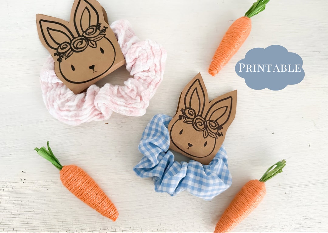 Easter Bunny Scrunchie Printable, Easter Basket Filler, Scrunchie Tag ...