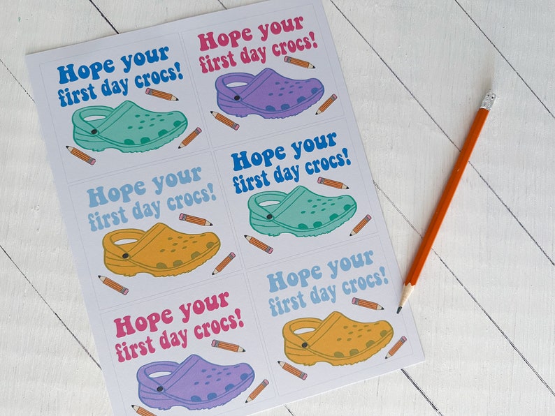 Croc Charm Cards: First Day of School Class Gift (digital Download) - Etsy