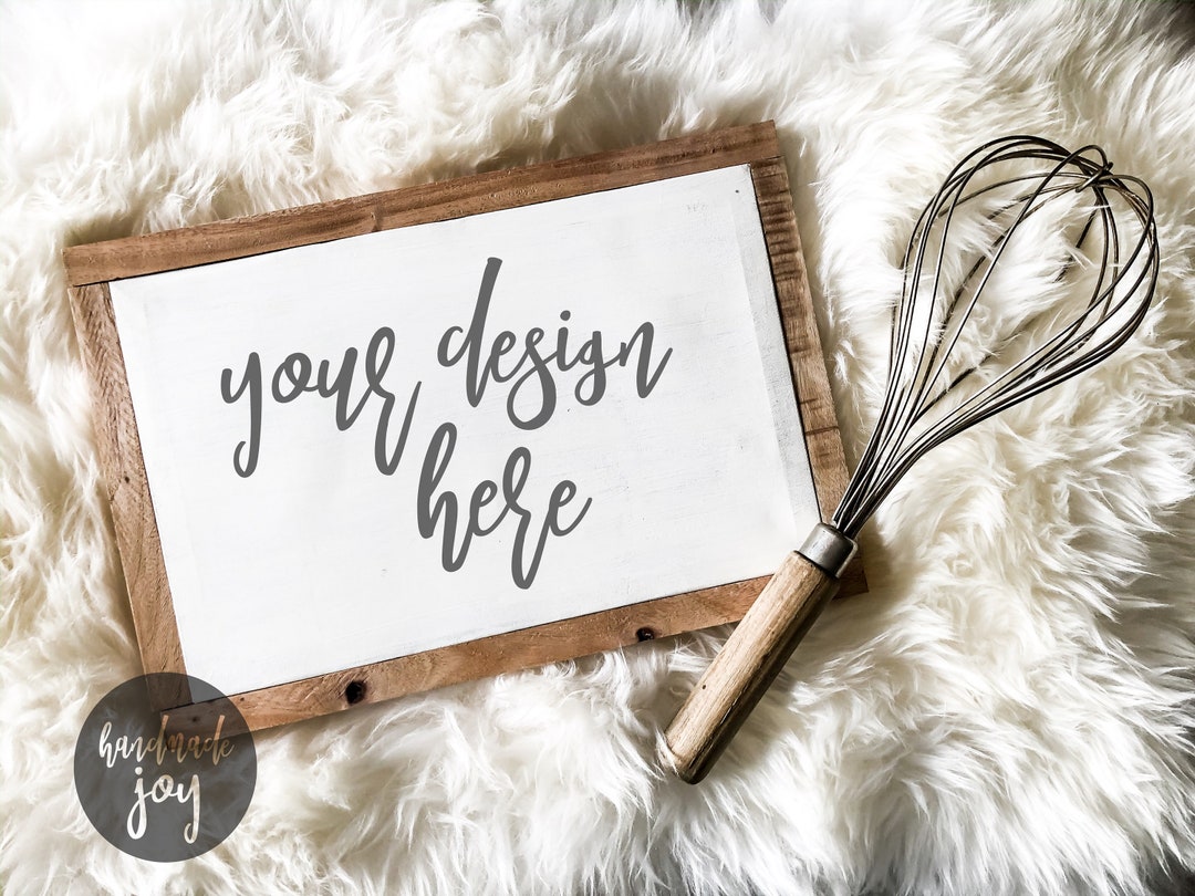 Rustic Wood Sign Mockup: Farmhouse Kitchen Flat Lay (JPG) - Etsy