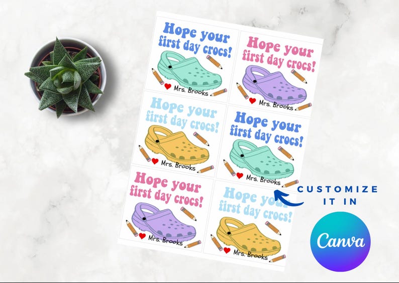 Croc Charm Cards: First Day of School Class Gift (digital Download) - Etsy