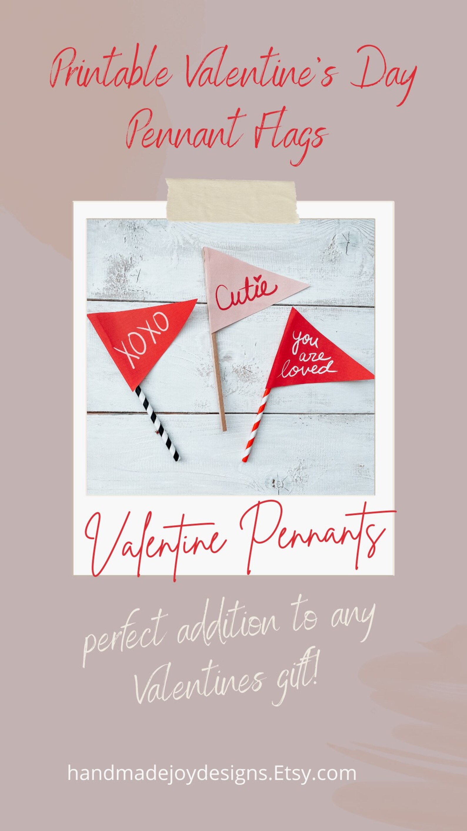 Valentines Pennant Flags Printable: Set of 5 Designs (digital Download ...