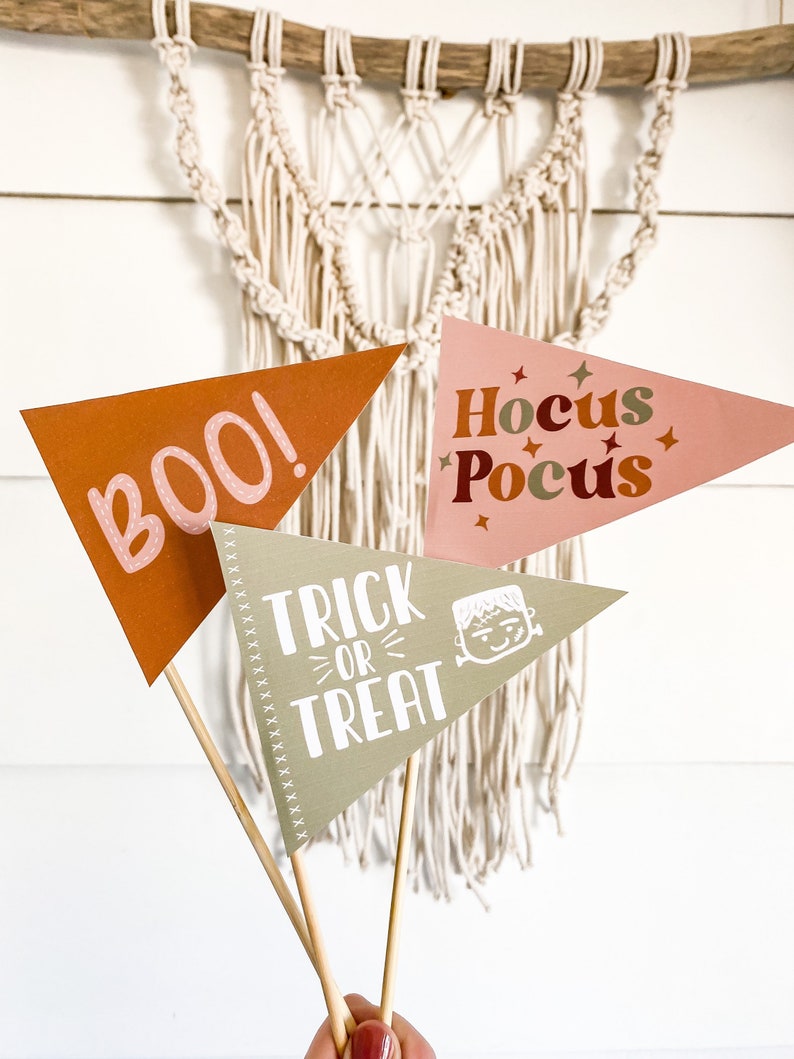 Halloween Pennant Flags Printable: Party Decor, Boo Basket (digital ...