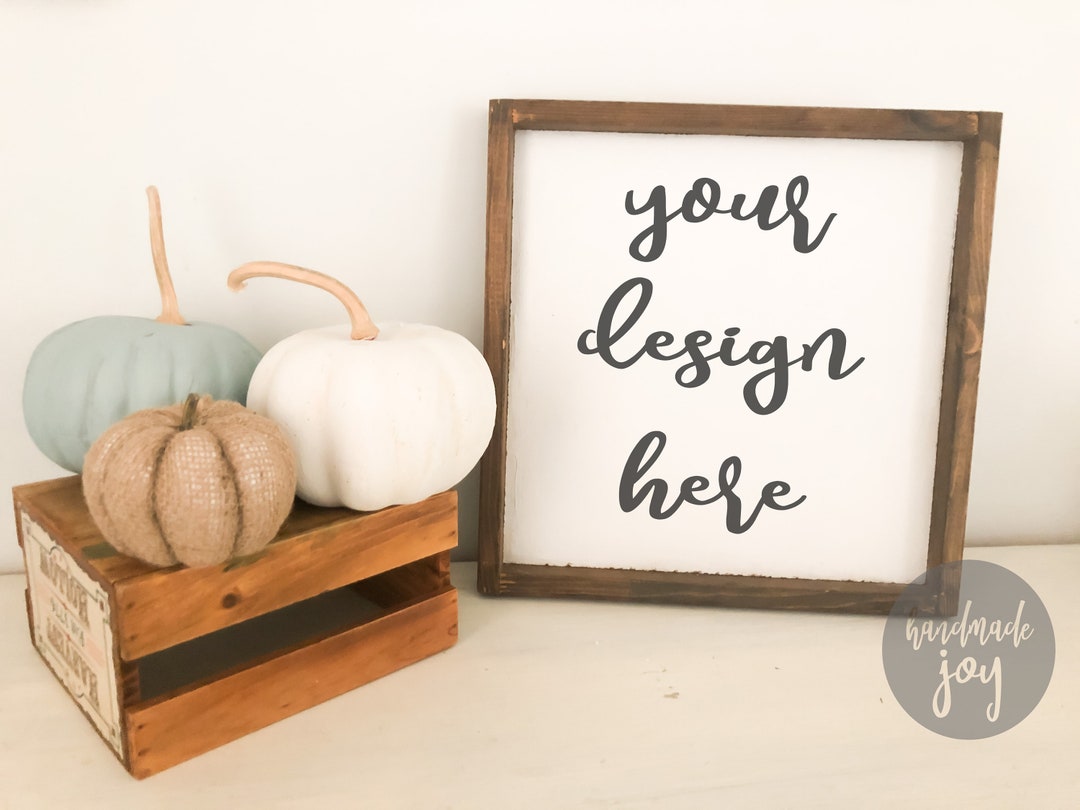 Fall Farmhouse Sign Mock up With Pumpkins Fall Wood Sign Mock up ...