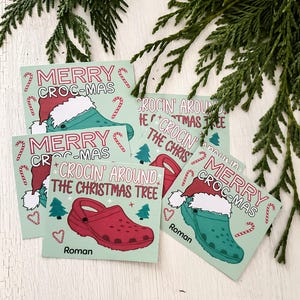 Croc Christmas Charm Card: Printable Class Gift Tag (PDF) - Etsy