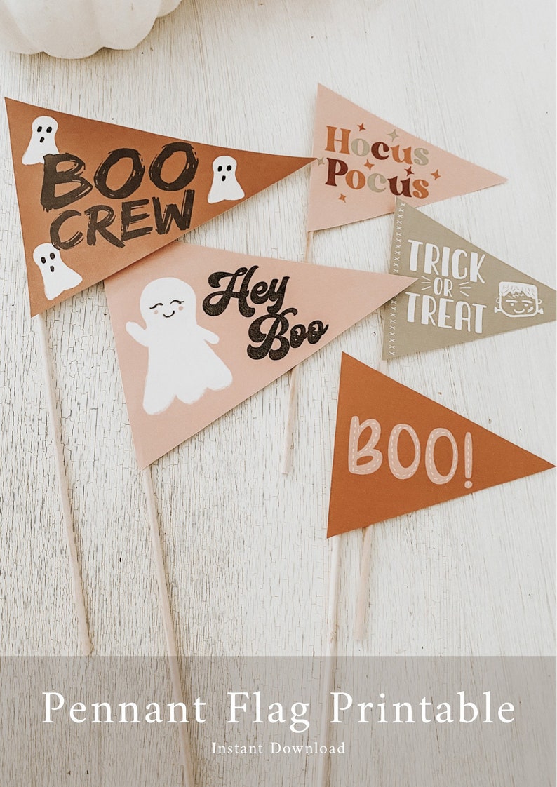Halloween Pennant Flags Printable: Party Decor, Boo Basket (digital ...