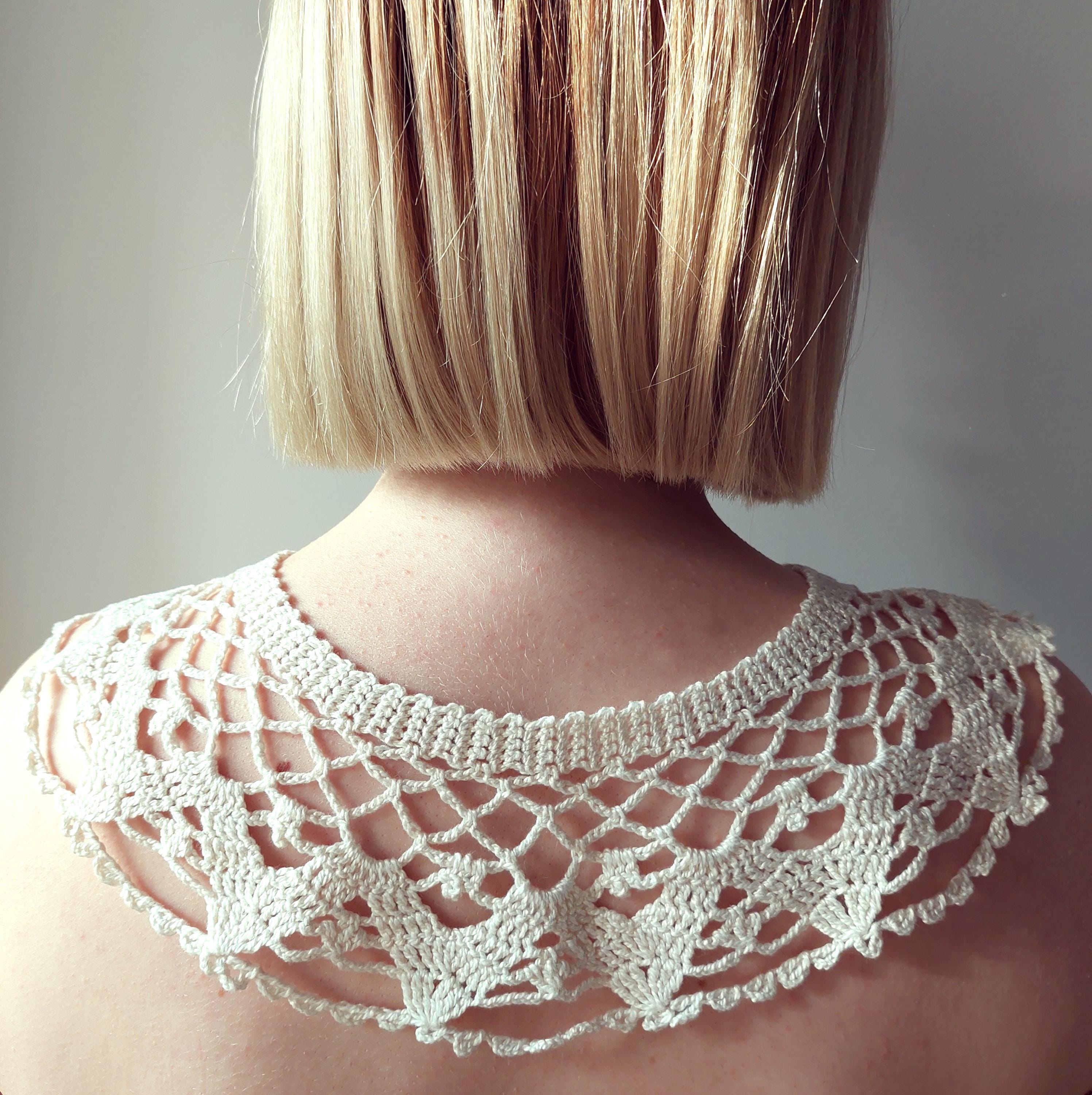Crochet Collar, Ecru Lace Collar, Feminine Decoration of the Neckline ...