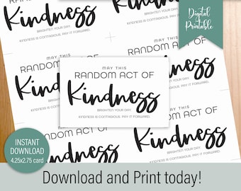 Random Act of Kindness Printable Cards Instant Download Motivational ...