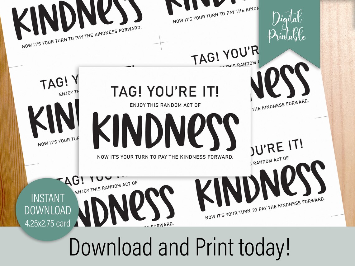 Random Act of Kindness Printable Cards Instant Download Motivational ...