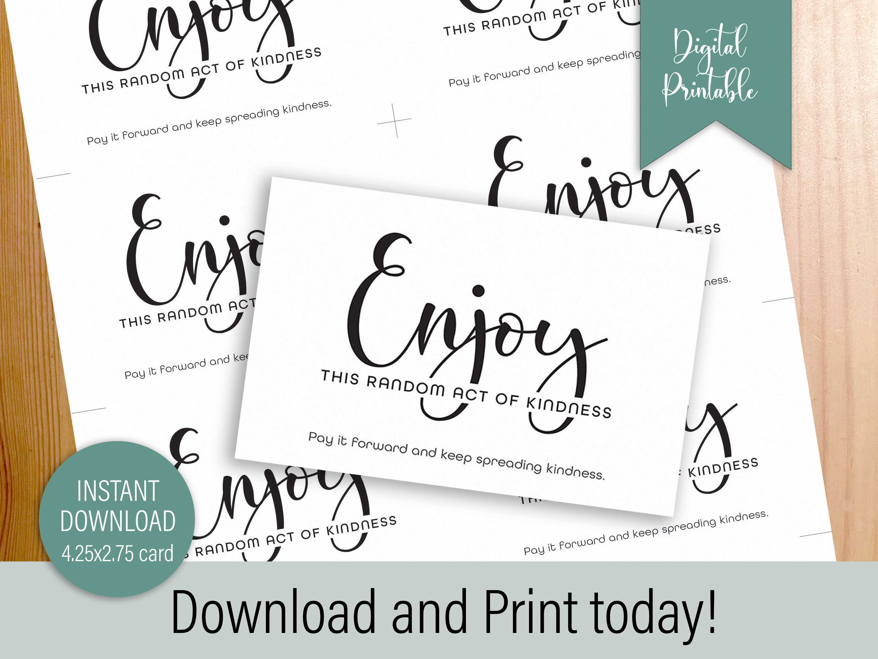 Random Act of Kindness Printable Card Instant Download Motivational Pay ...