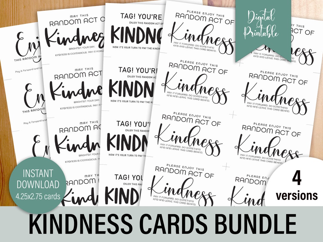 Random Act of Kindness Bundle Printable Cards Instant Download ...