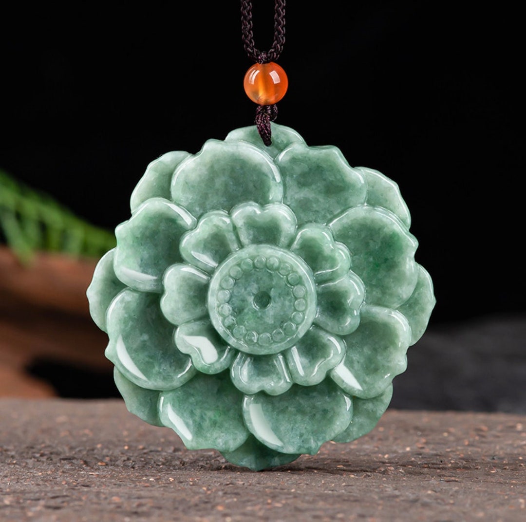 Natural Myanmar Jade Lotus Garden Jade Flower Pendant Jadeite - Etsy