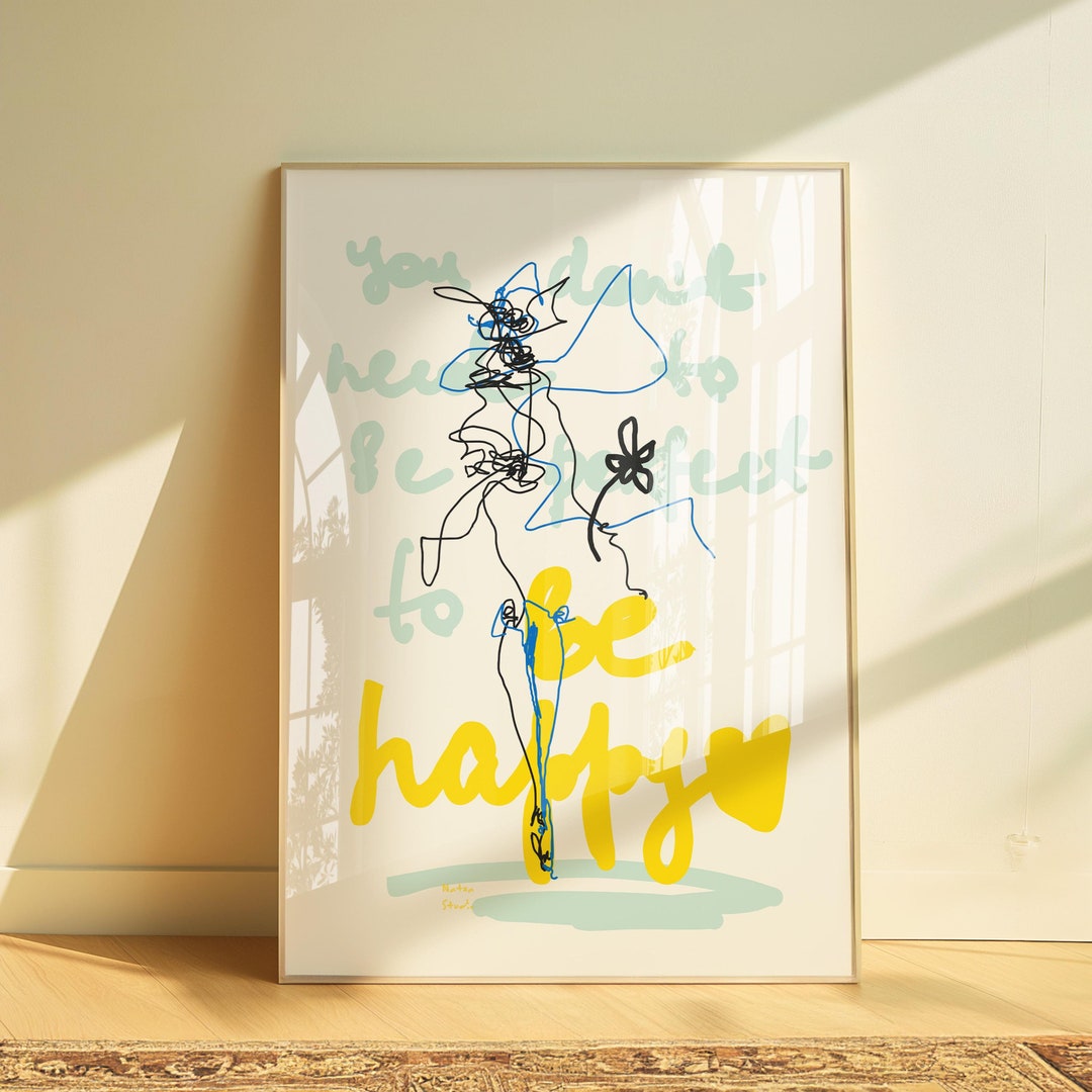 Poster BE HAPPY Instant Download Black White Woman Body Classic Fine ...