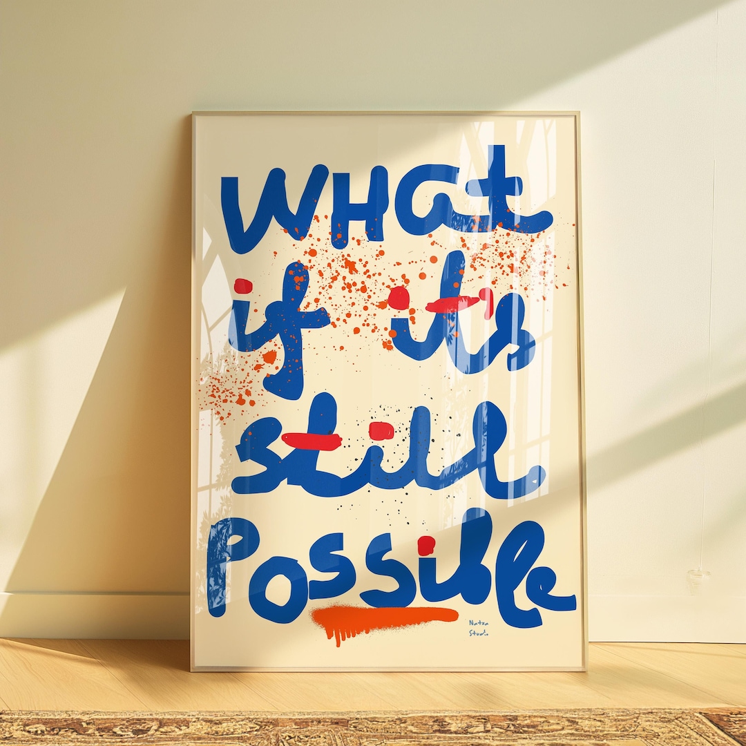 Retro Quote Art Print | Funky Blue Typography Poster (digital Download ...