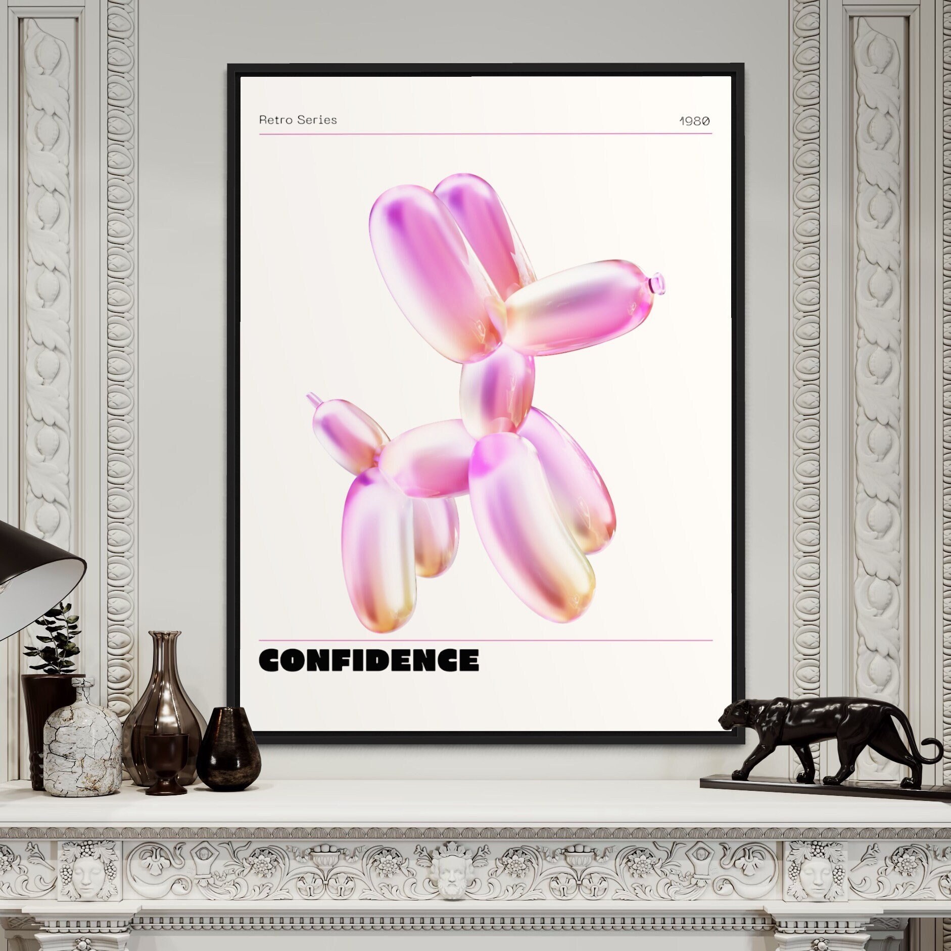 Balloon Dog Poster Pink Instant Download Funky Pop Art Trendy - Etsy