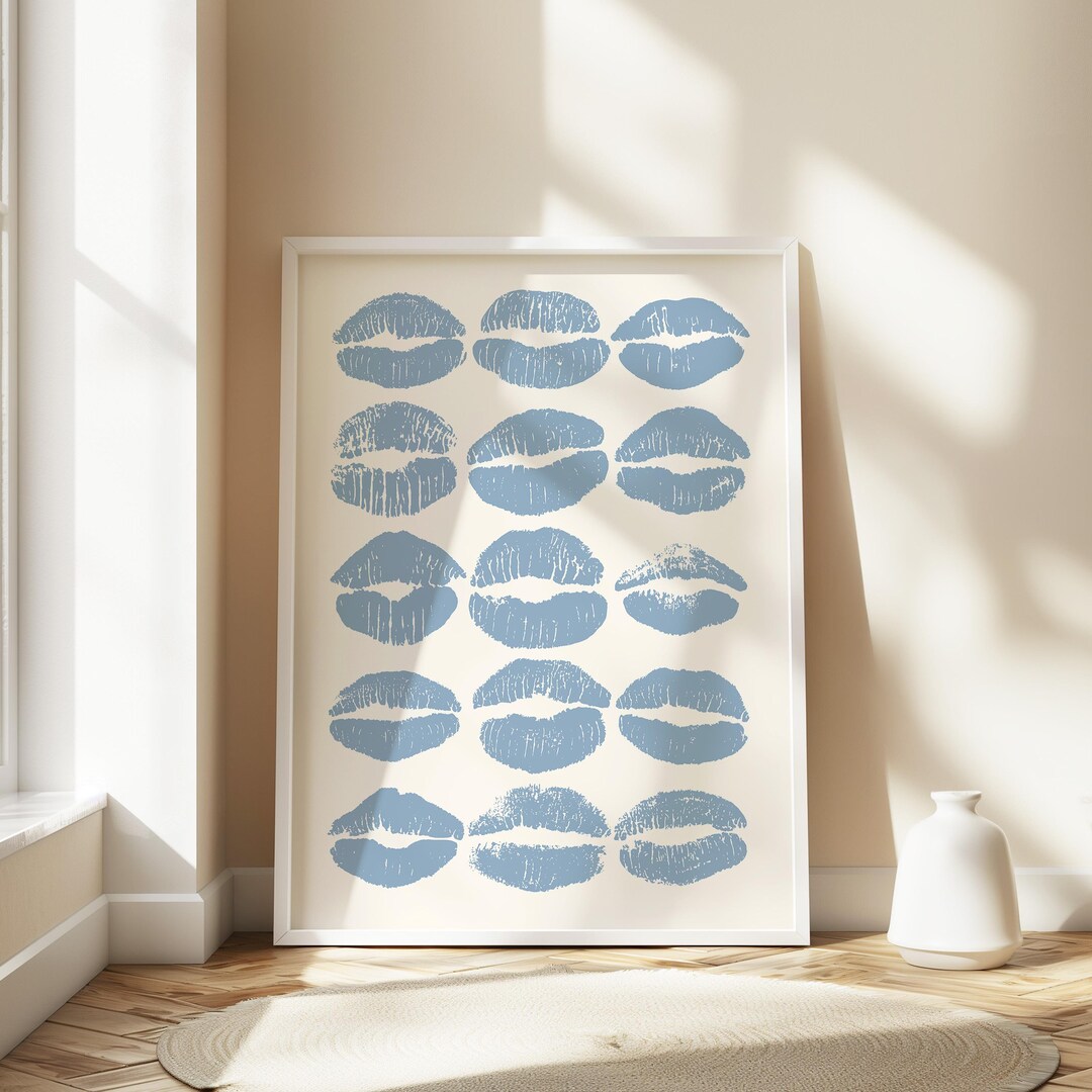Light Blue Kisses Lips Poster, Trendy Room Decor (digital Download) - Etsy