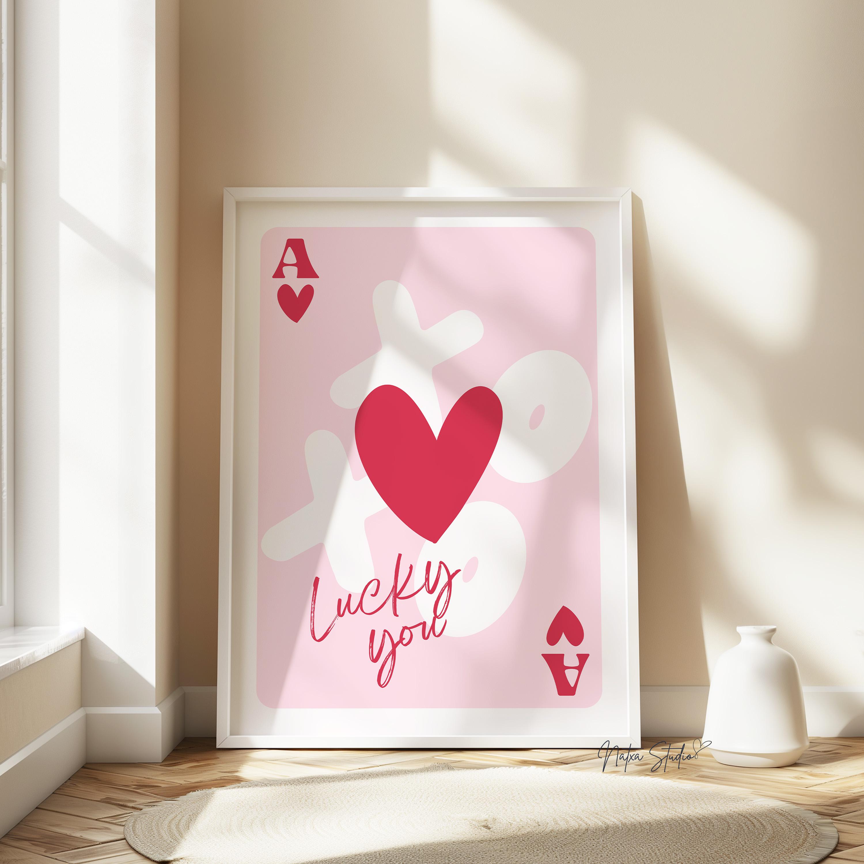 Preppy Poster Set of 3 Instant Download Ace of Heart Art Lucky Your ...