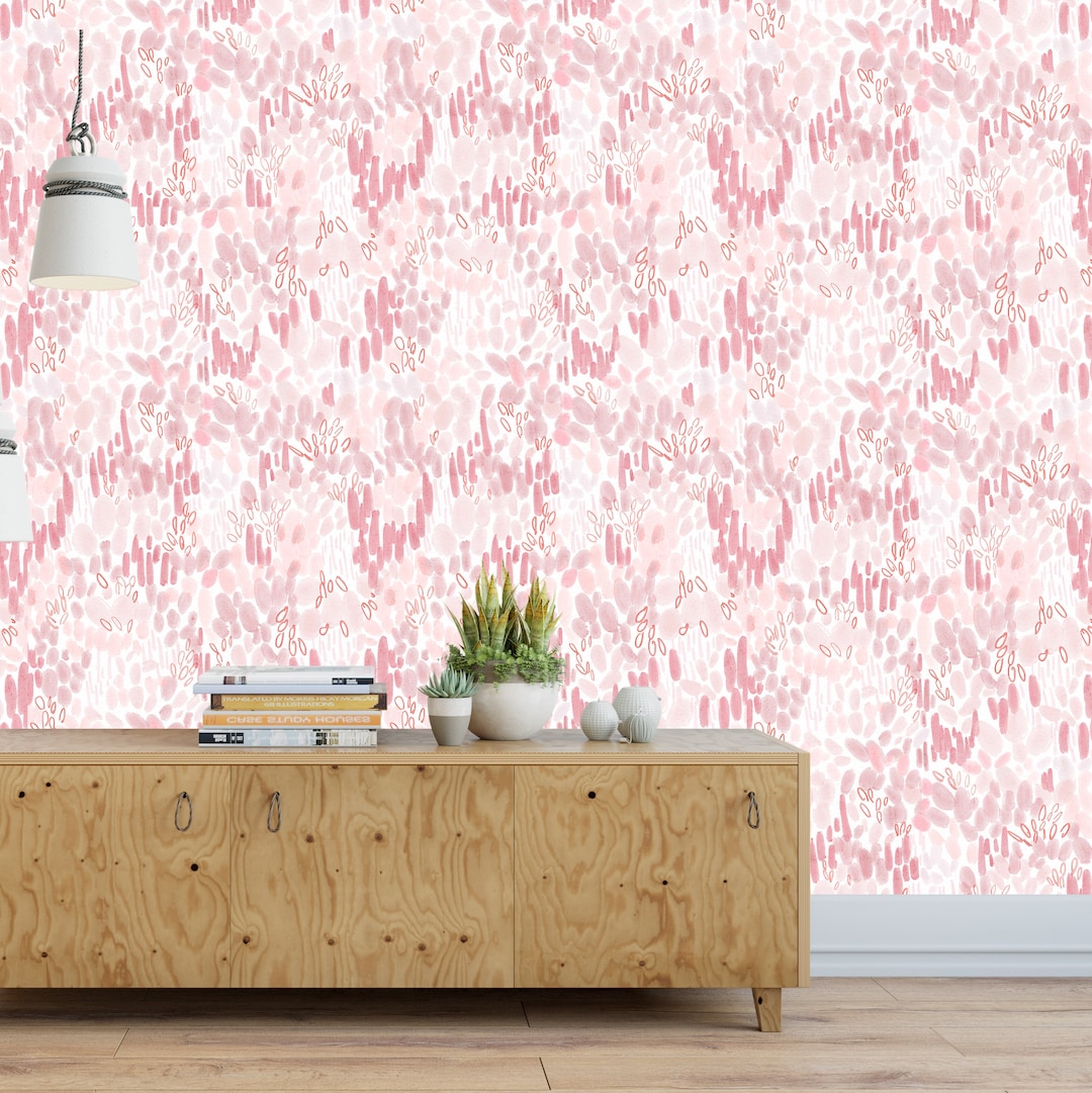 Blush Pink Raindrop Wallpaper, Abstract Minimalist Wallpaper - Etsy