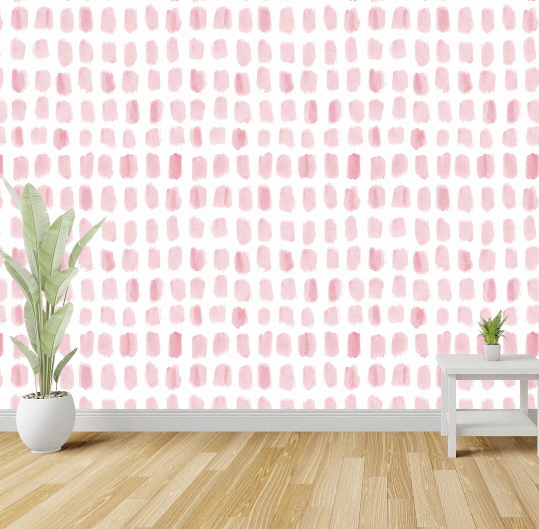 PINK WALLPAPER, Wall Covering, Brush STROKES, Aesthetic Minimal ...