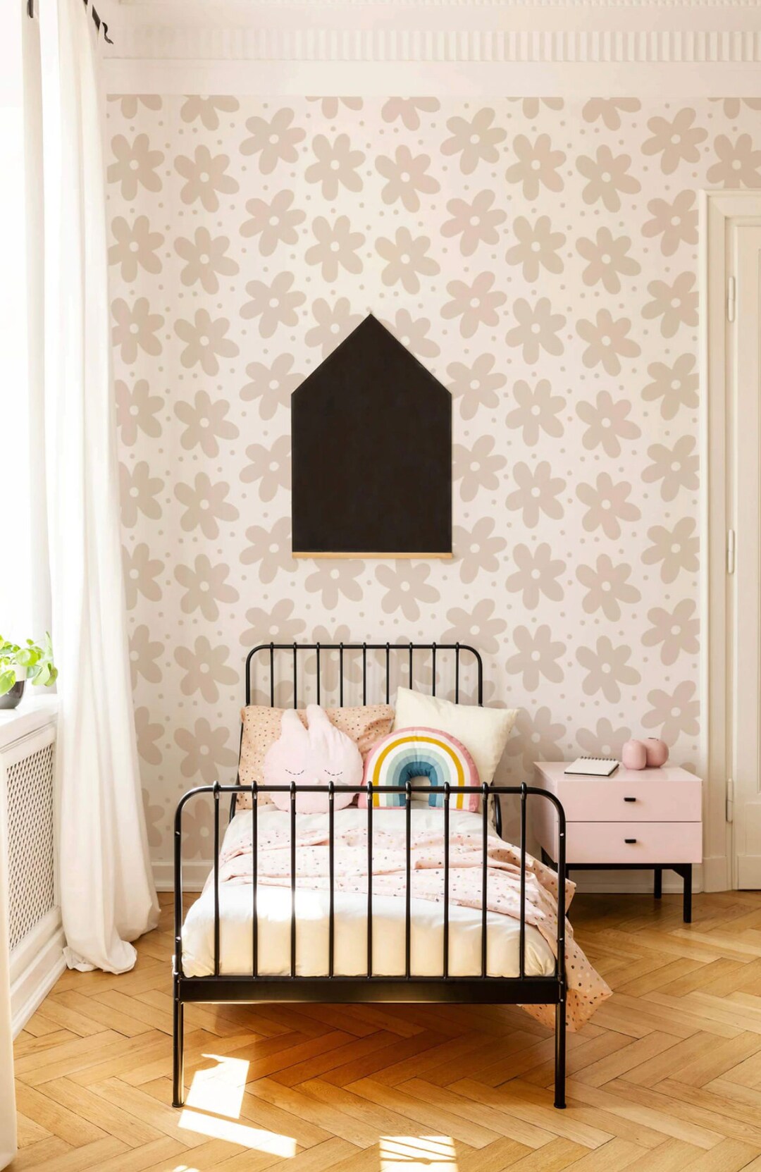 Pennylane Floral Wallpaper, Buff Flower Print Wall Covering - Etsy