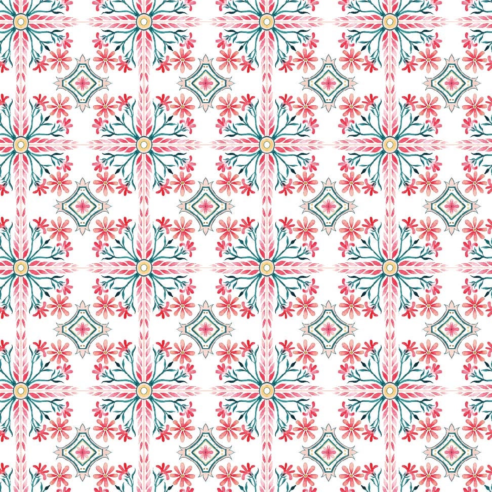 Spanish Floral Tile (bright Red) Removable Wallpaper - Etsy