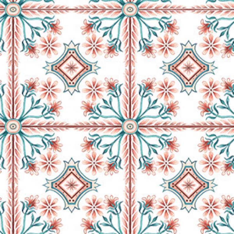 Spanish Floral Tile (terracotta) Removable Wallpaper - Etsy