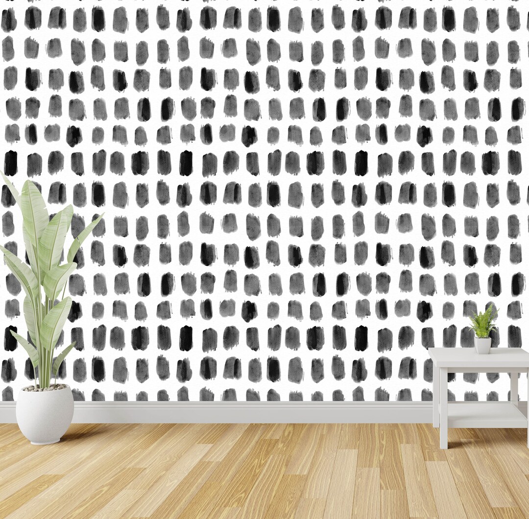 BLACK WALLPAPER, Wall Covering, Brush STROKES, Aesthetic Minimal ...