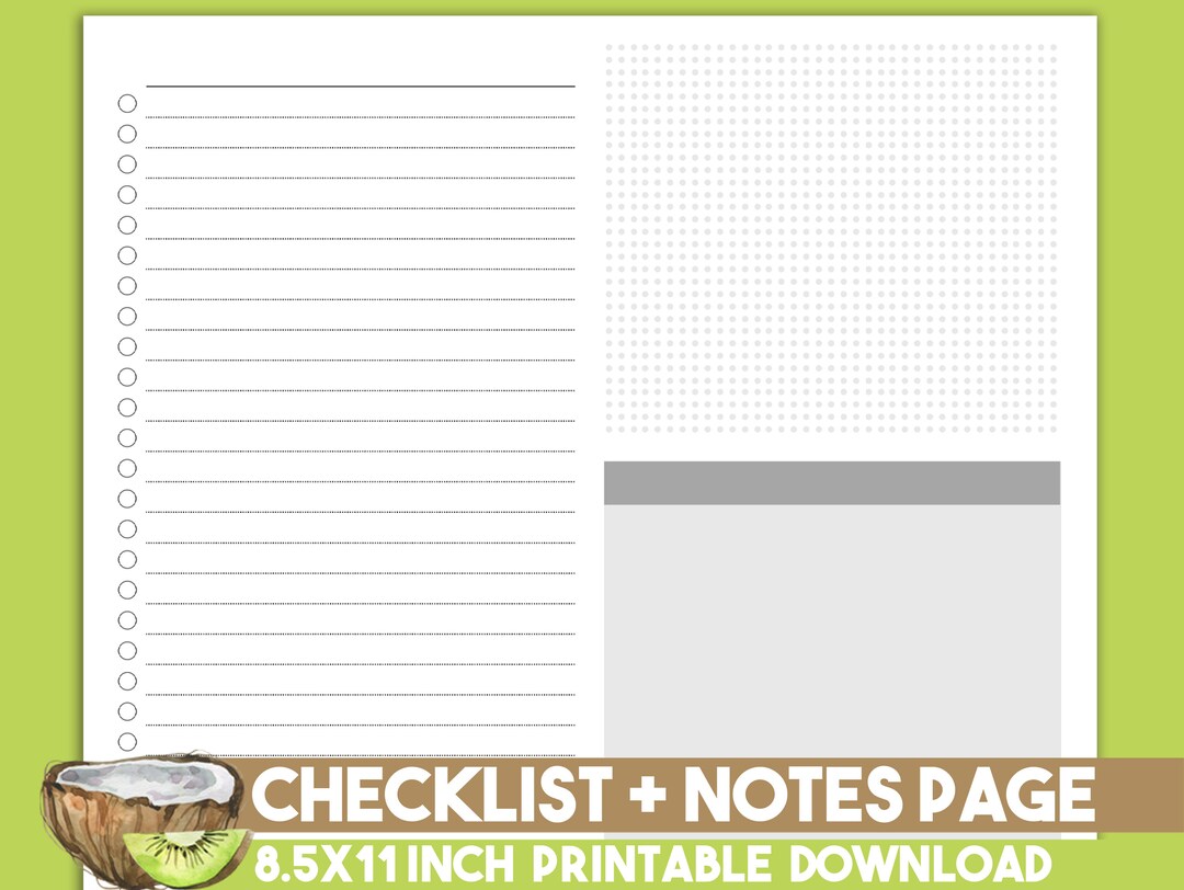 Checklist With Notes Section Printable Planner Page Daily to - Etsy