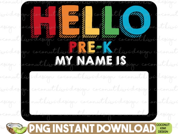 Hello Pre-k Name Tag Poster or Wall Design Instant Download - Etsy
