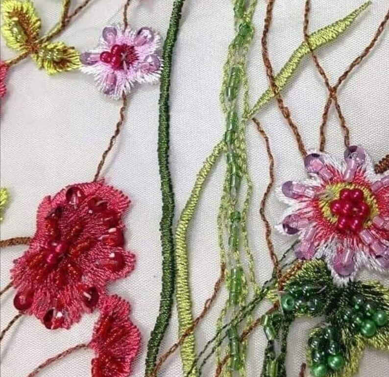 Trend embroidered fabric lace 3 colors 3d fabric lace Floral | Etsy