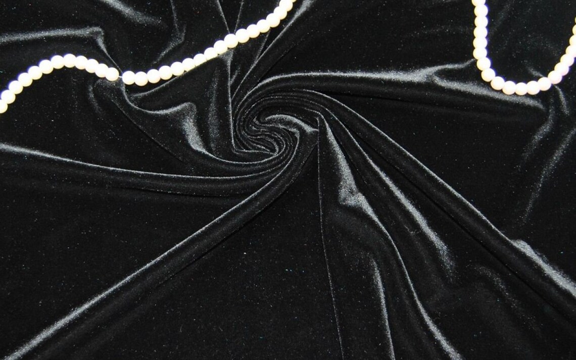 Black Stretch Velvet Fabric 59'' Wide by the 1 Meters Luxuriously Soft ...