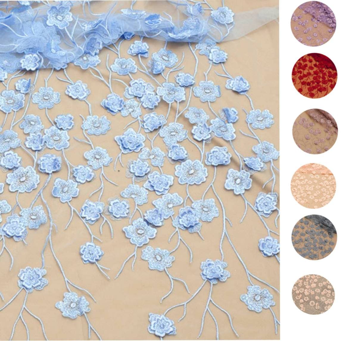7 Colors 3D Fabric Lace 3d Floral Fashion Fabric Lace Bridal Wedding ...