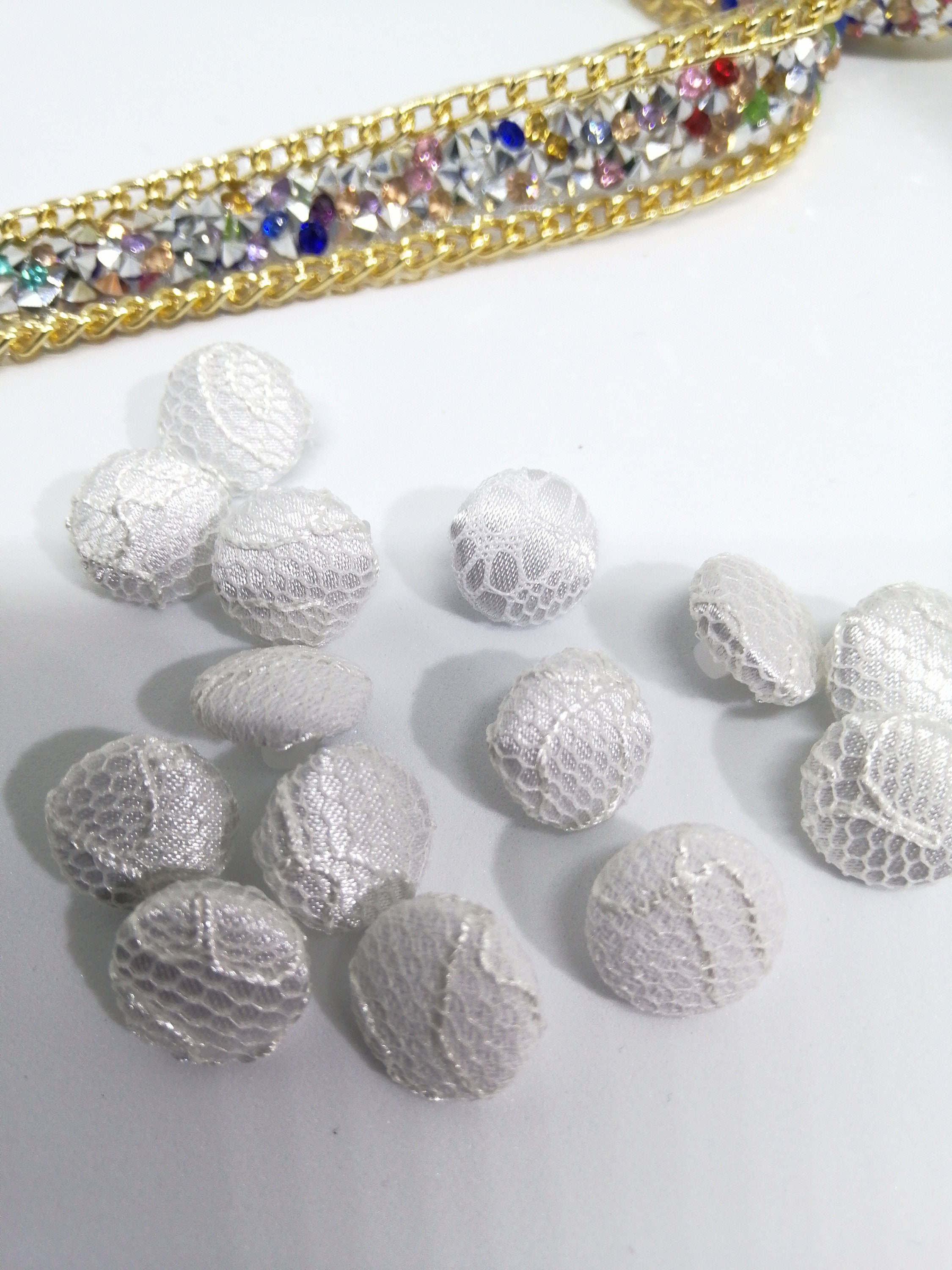 White Lace Satin Buttons Satin Covered Buttons Wedding - Etsy